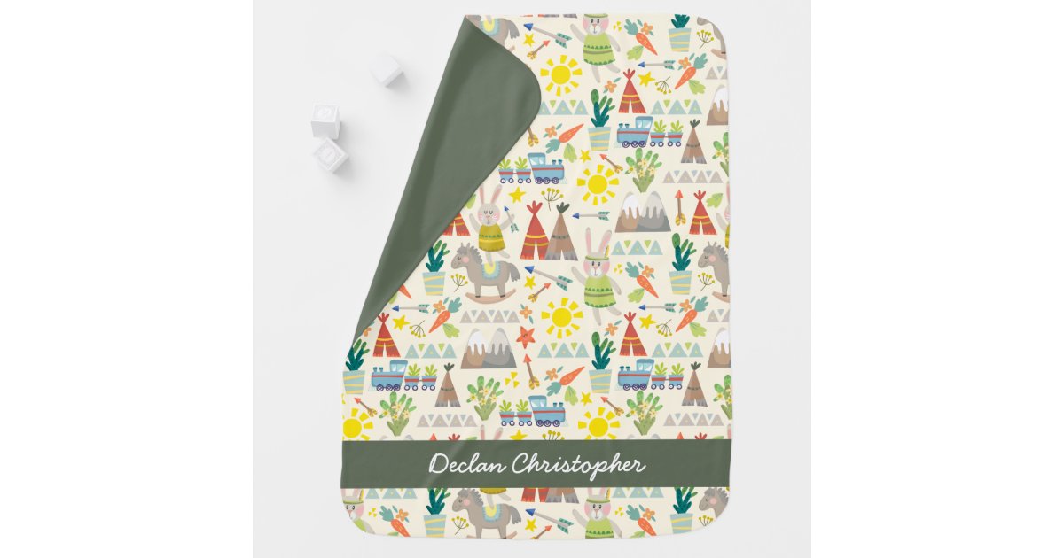 Native Pattern Personalized Swaddle Baby Blanket | Zazzle