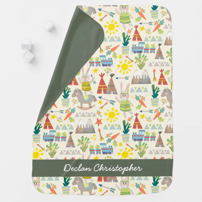 Native Pattern Personalized Swaddle Baby Blanket | Zazzle