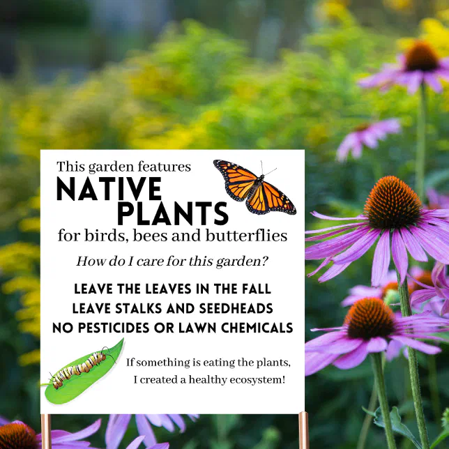 Native Plant Garden Sign -Birds/bees/butterflies | Zazzle