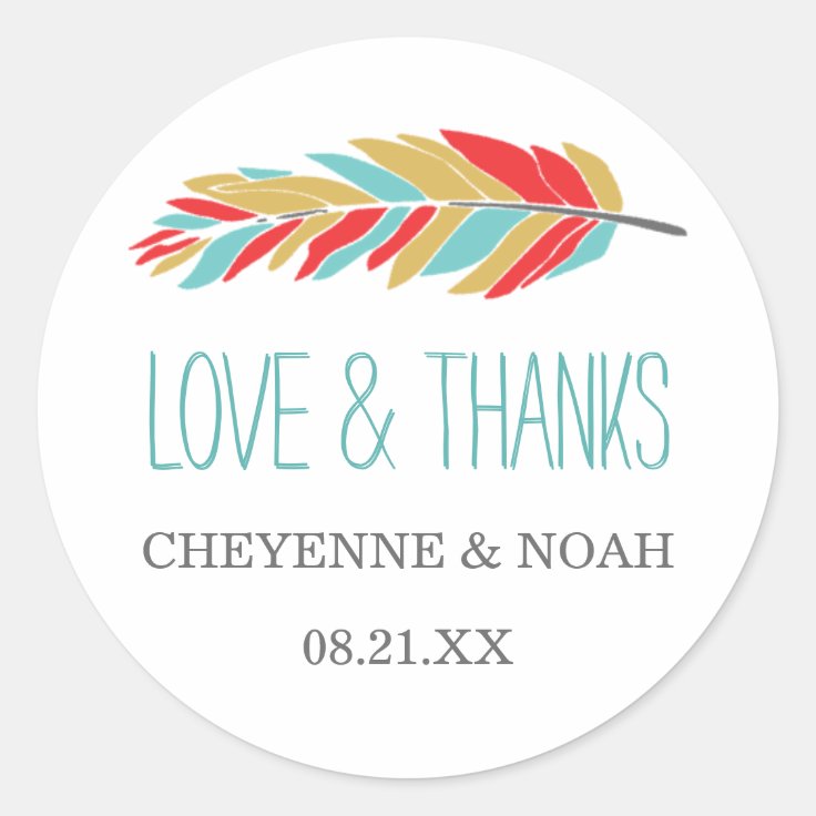 Native Themed | Wedding Thank You Favor Stickers | Zazzle