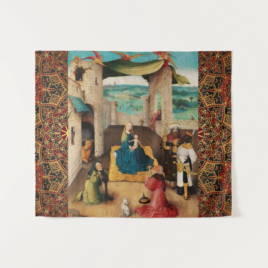 NATIVITY,ADORATION OF MAGI by BOSCH Christmas Tapestry | Zazzle