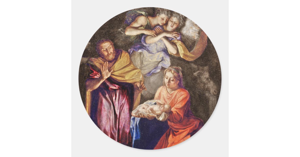 Nativity by Noel Coypel Classic Round Sticker | Zazzle
