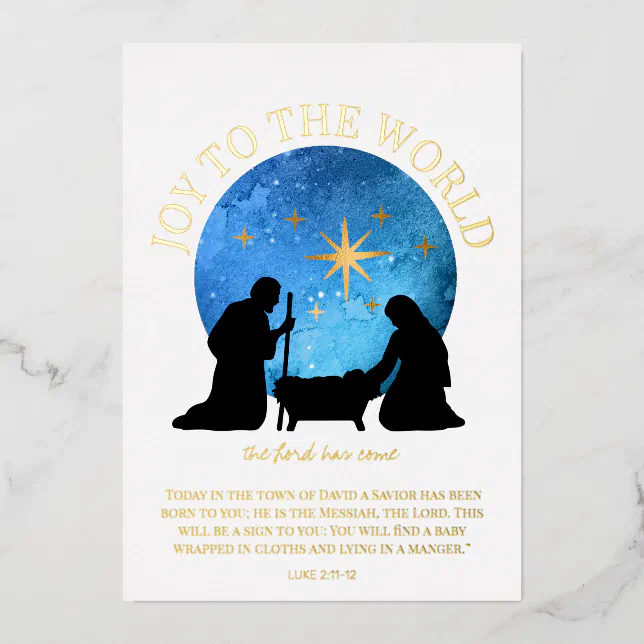 Nativity Christian Scripture Christmas Foil Holiday Card | Zazzle
