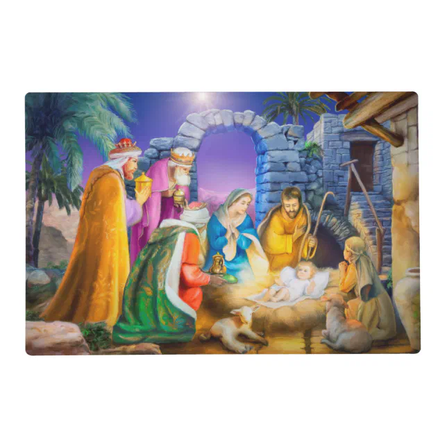 Nativity christmas placemat | Zazzle