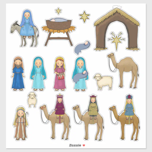 Nativity Christmas Stickers | Zazzle