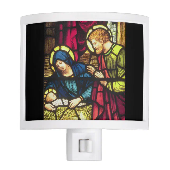 Nativity in Stained Glass Night Light | Zazzle