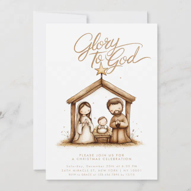 Nativity Manger Baby Jesus Religious Christmas Invitation | Zazzle