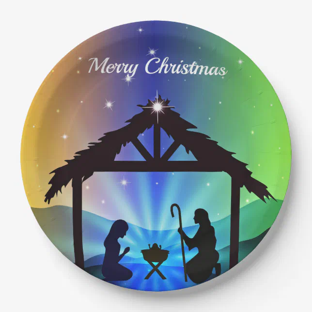 Nativity Manger Christmas Graphic Paper Plates | Zazzle