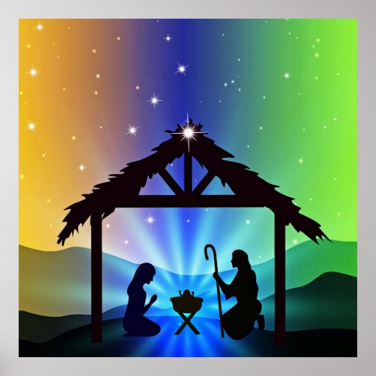 Nativity Manger Christmas Graphic Poster | Zazzle.com
