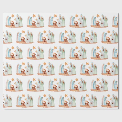 Nativity Mary Joseph Jesus 3 Wise Men Christmas Wrapping Paper | Zazzle