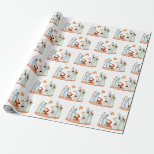 Nativity Mary Joseph Jesus 3 Wise Men Christmas Wrapping Paper | Zazzle
