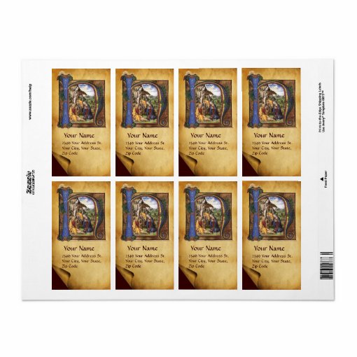 NATIVITY MONOGRAM CHRISTMAS PARCHMENT LABEL | Zazzle