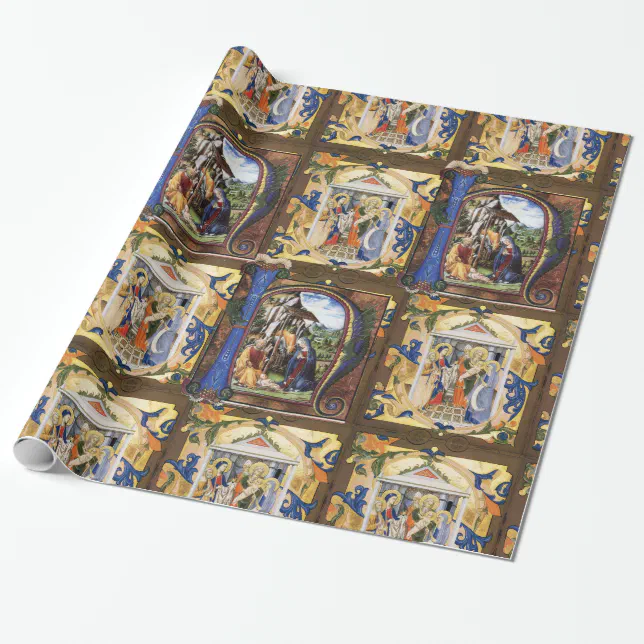 NATIVITY MONOGRAM PARCHMENT WRAPPING PAPER | Zazzle