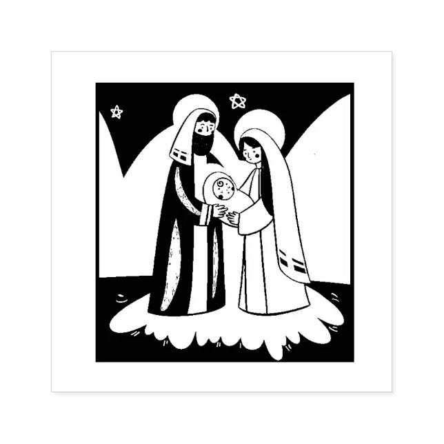 Nativity of Jesus Religious Christian Holy Family Rubber Stamp | Zazzle