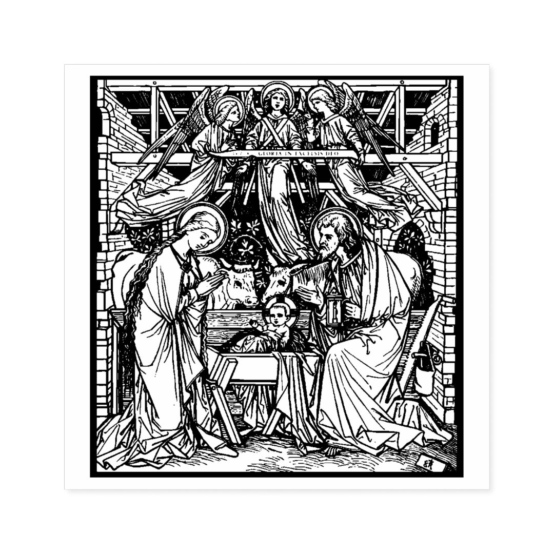 Nativity of Jesus Religious Christian Holy Family Rubber Stamp | Zazzle