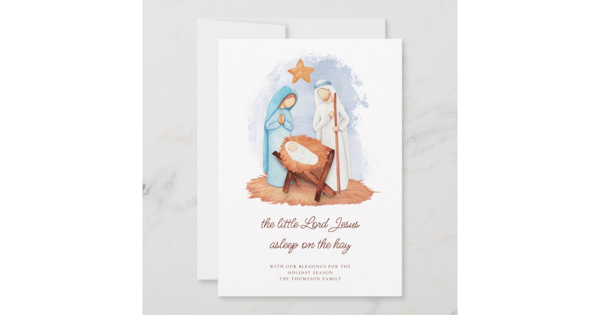 Nativity Scene Asleep on The Hay Christmas Holiday Card | Zazzle