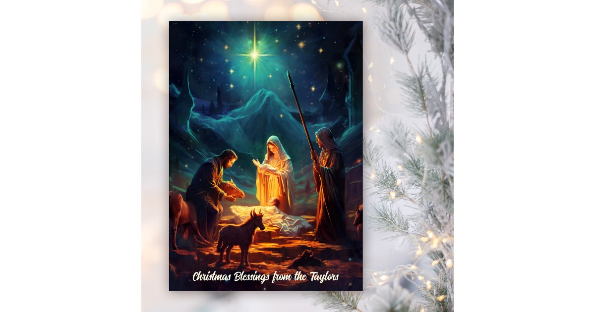 Nativity Scene Baby Jesus Christian Christmas Holiday Card | Zazzle