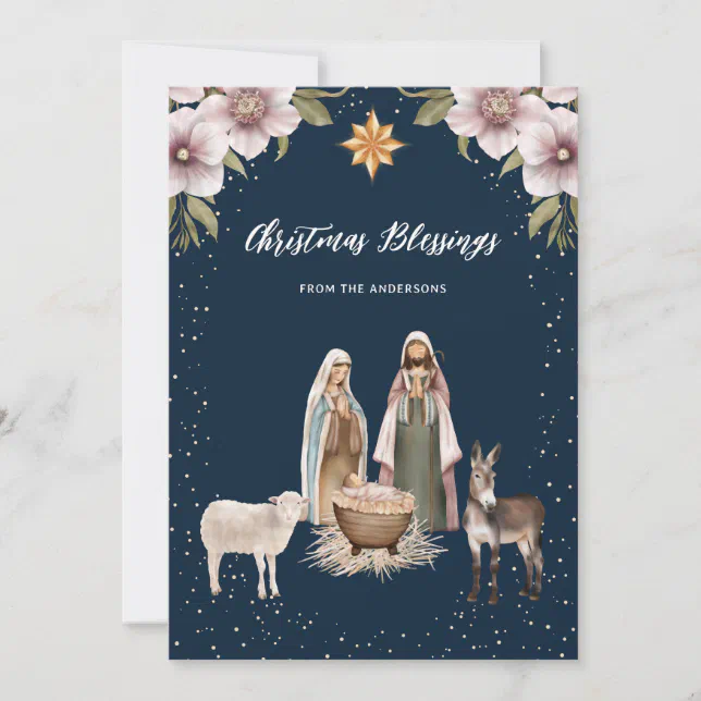 Nativity Scene Christian Christmas Cards | Zazzle