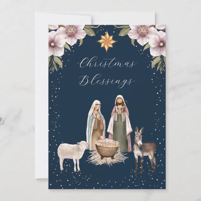 Nativity Scene Christian Christmas Cards | Zazzle