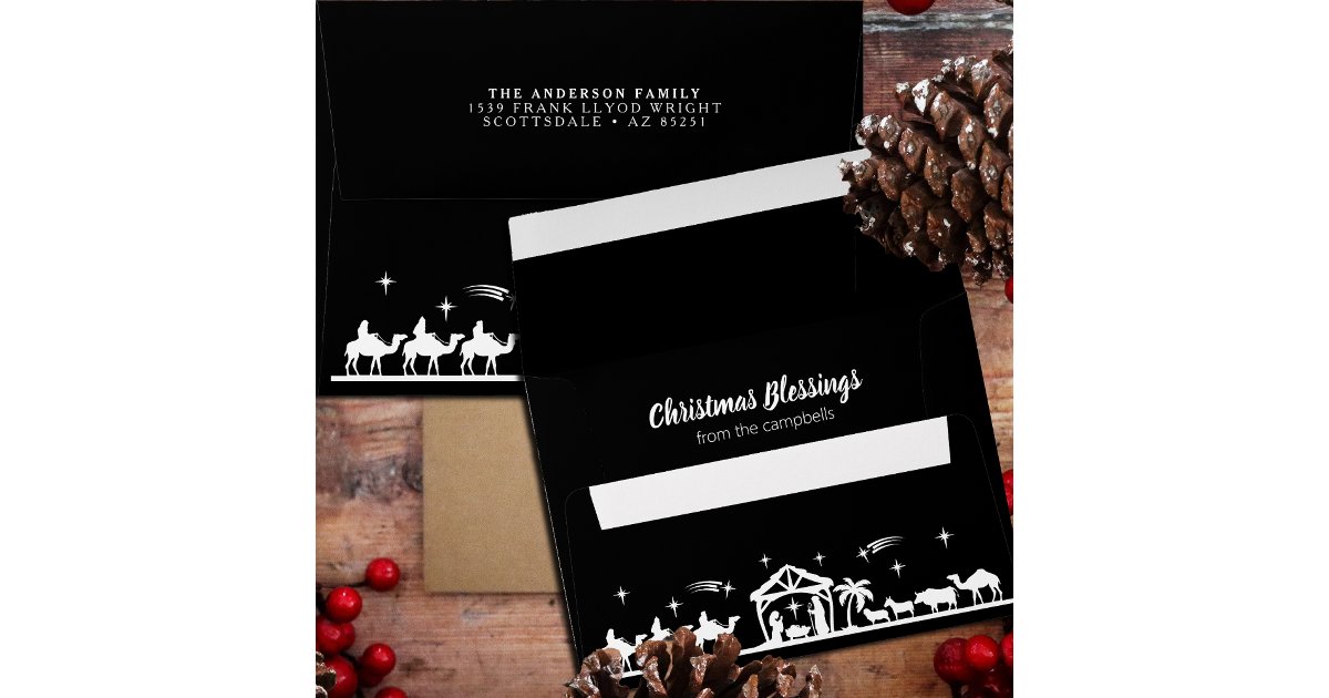 Nativity Scene Customized Religious Christmas Envelope | Zazzle