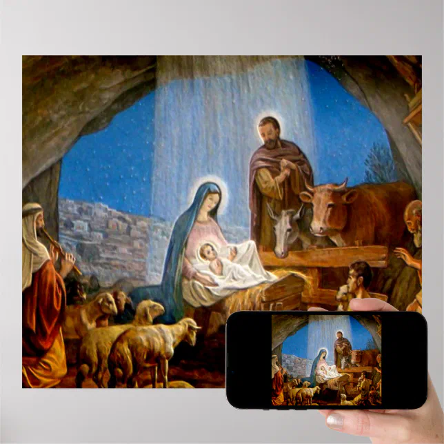 Nativity Scene Gifts for Christmas Poster | Zazzle