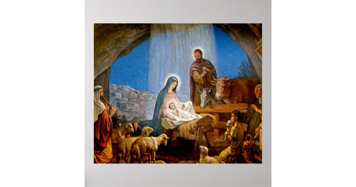 Nativity Scene Gifts for Christmas Poster | Zazzle