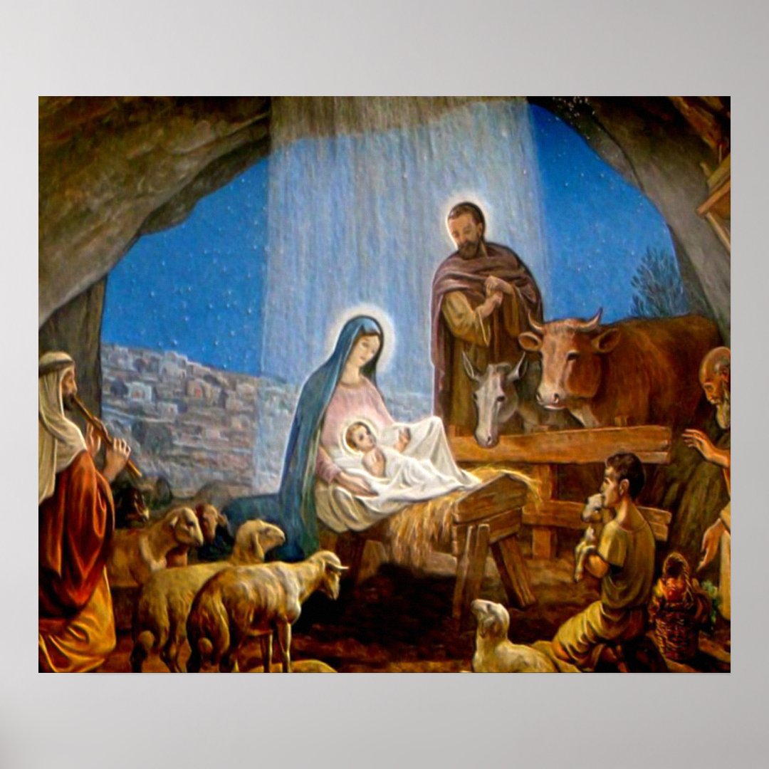 Nativity Scene Gifts for Christmas Poster | Zazzle