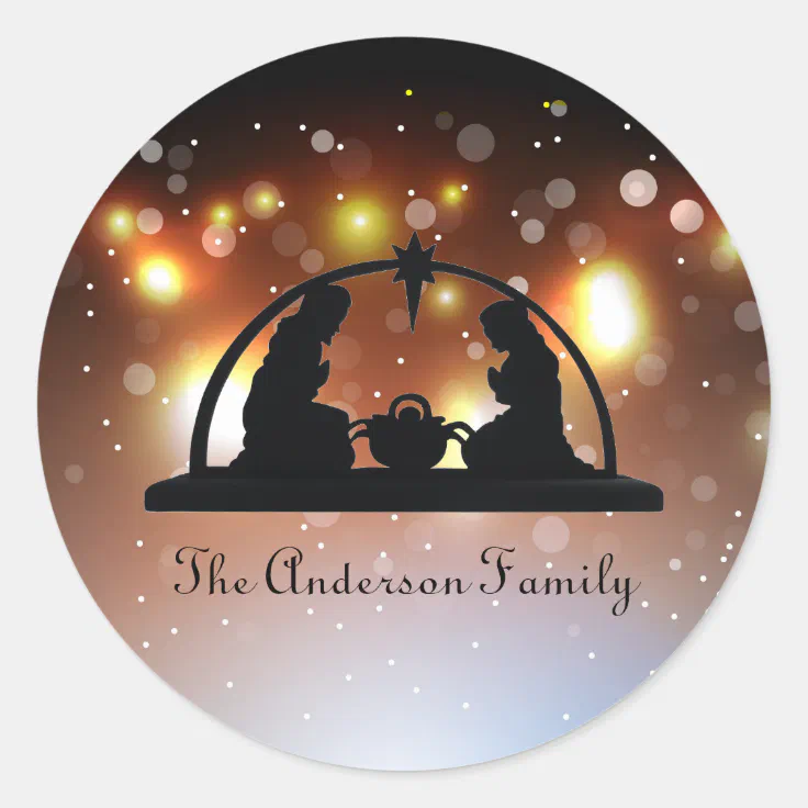 Nativity Scene LIghts - Christmas Sticker | Zazzle
