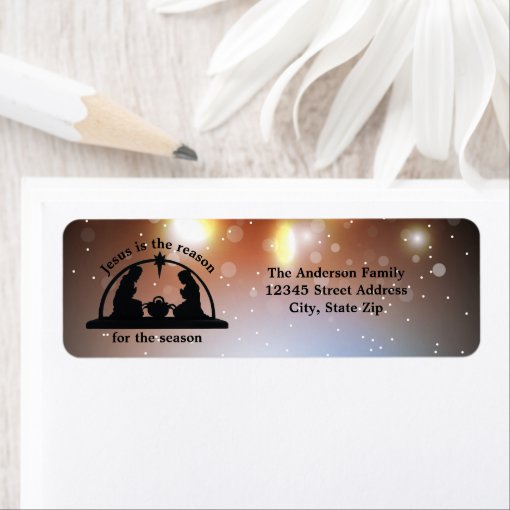 Nativity Scene Lights - Return Address Label | Zazzle
