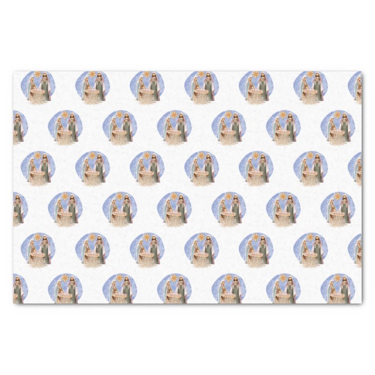 Nativity Scene Mary Joseph Jesus Pattern Christmas Tissue Paper | Zazzle