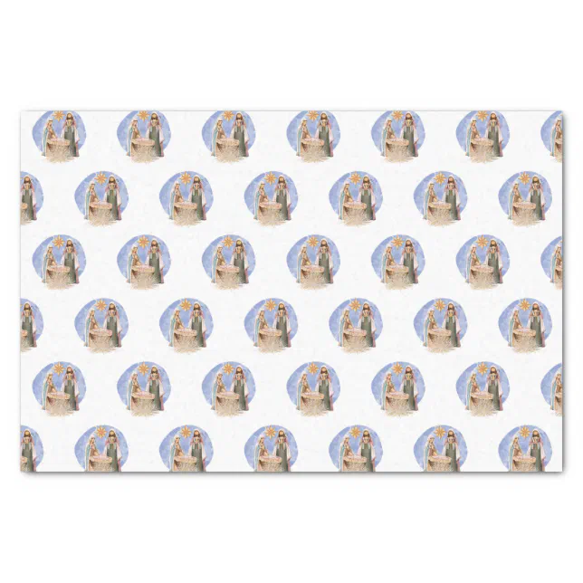 Nativity Scene Mary Joseph Jesus Pattern Christmas Tissue Paper | Zazzle
