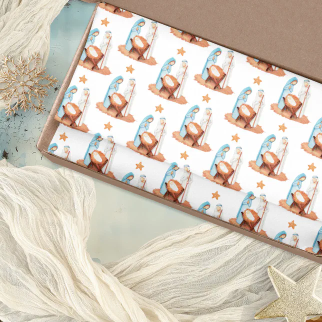 Nativity Scene Pattern Mary Joseph Jesus Christmas Tissue Paper | Zazzle