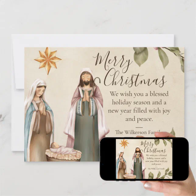 Nativity Scene Religious Christmas Holiday Card | Zazzle