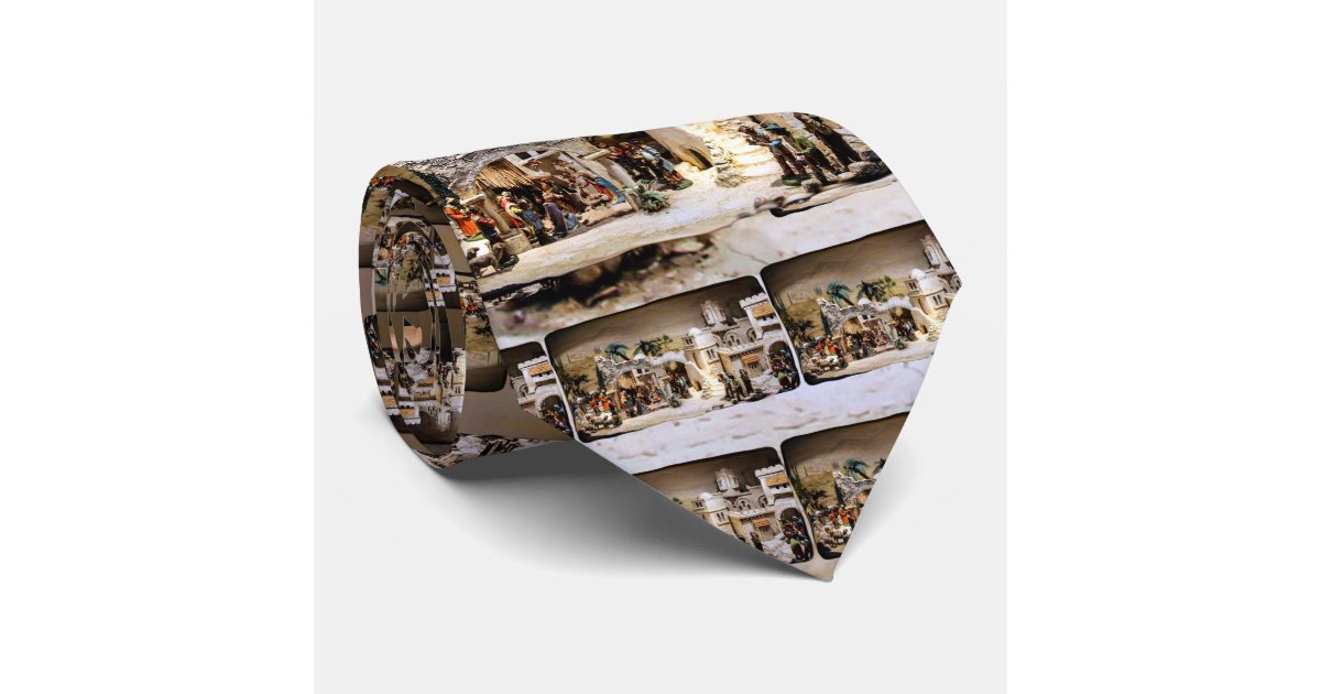 Nativity Scene Setup for Christmas Neck Tie | Zazzle