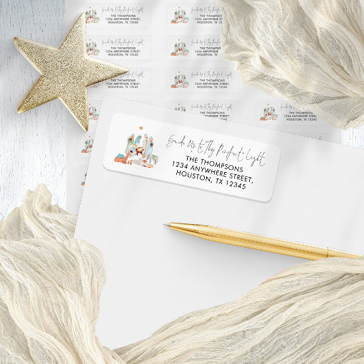 Nativity Scene Three Kings Return Name Address Label | Zazzle