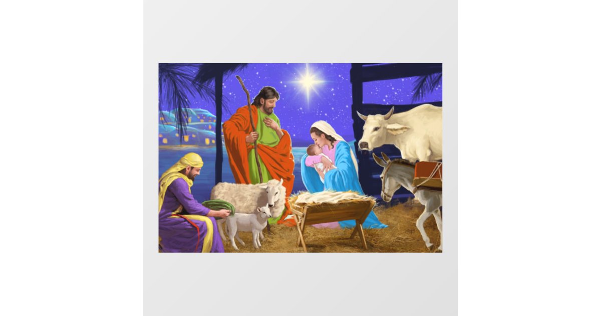 nativity scene window cling | Zazzle