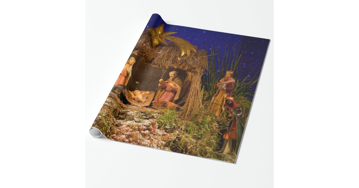 Nativity scene wrapping paper | Zazzle
