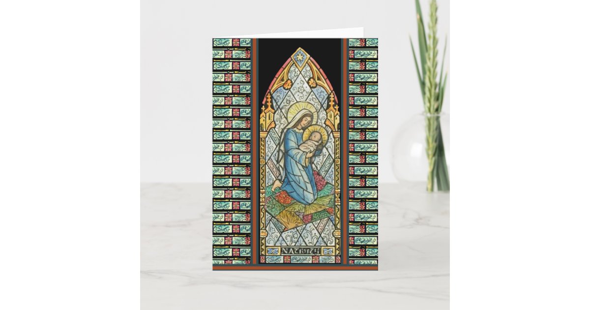 Nativity Stained Glass Jesus Virgin Mary Religious Holiday Card | Zazzle