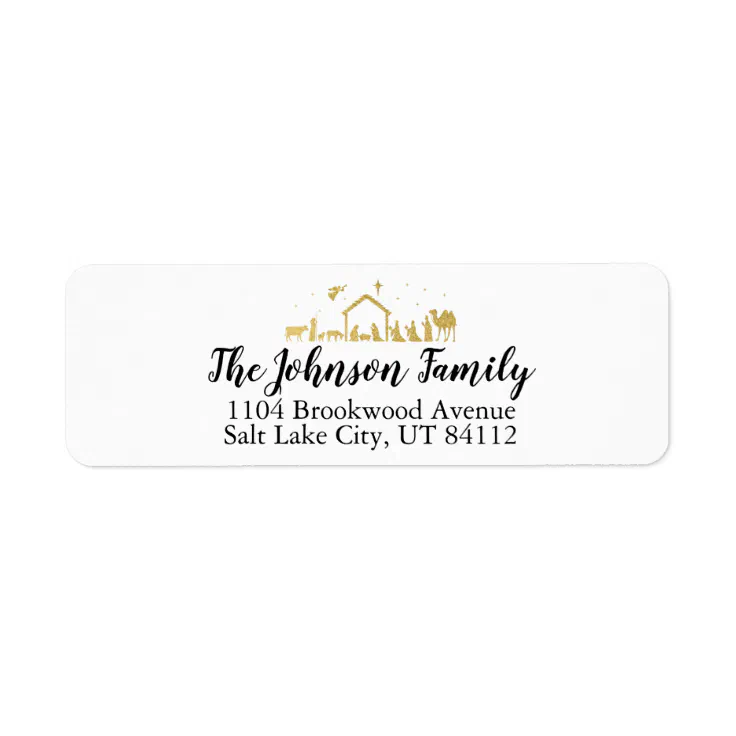 Nativity Themed Christmas Return Address Label | Zazzle