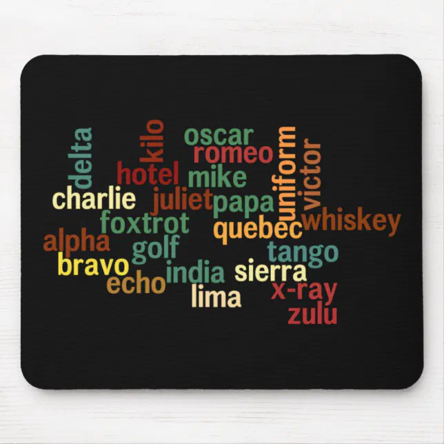 NATO Phonetic Alphabet (Dark Background) Mouse Pad | Zazzle