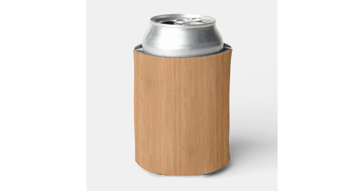 Natural Bamboo Wood Grain Look Can Cooler | Zazzle