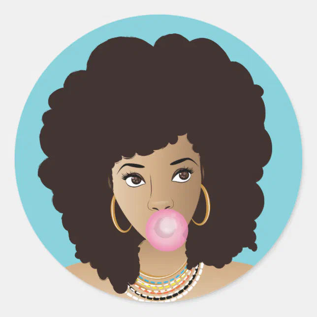Natural Beauty Popping Pink Bubblegum, Blue Classic Round Sticker | Zazzle