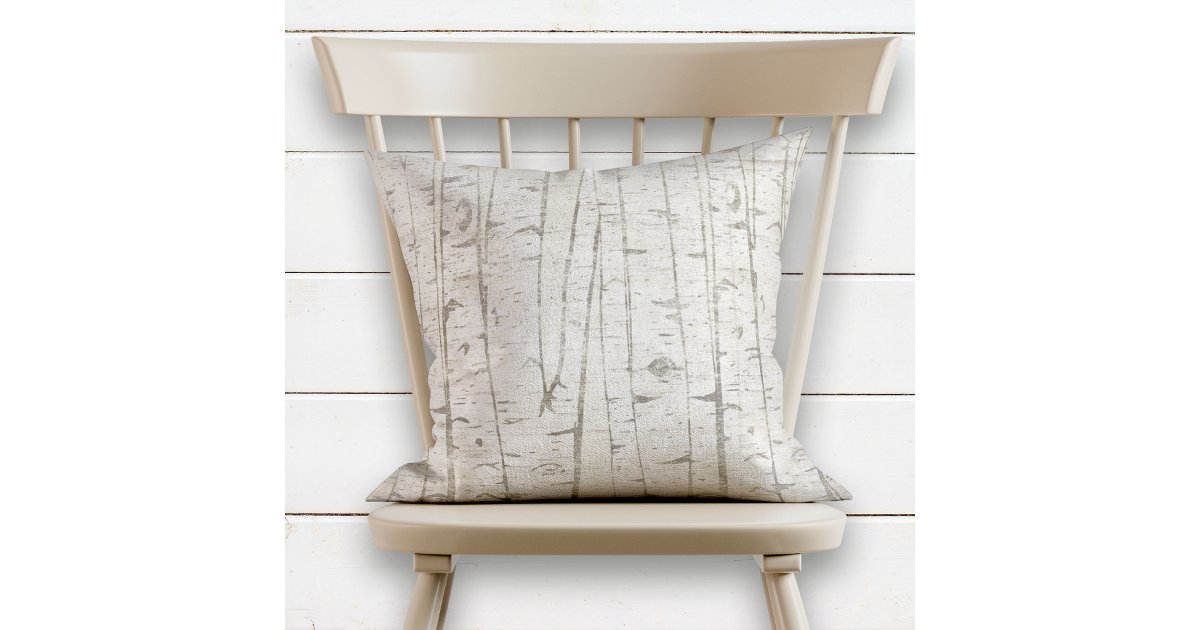 Natural Birch Trees Neutral Beige Throw Pillow | Zazzle