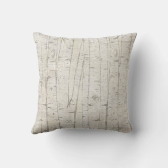 Natural Birch Trees Neutral Beige Throw Pillow | Zazzle