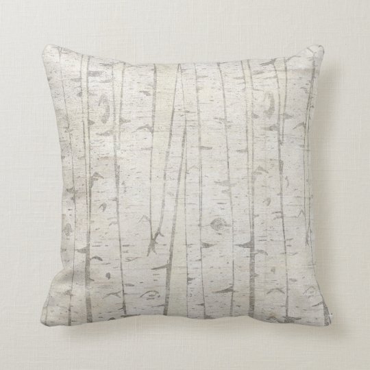 Natural Birch Trees Neutral Beige Throw Pillow | Zazzle.com