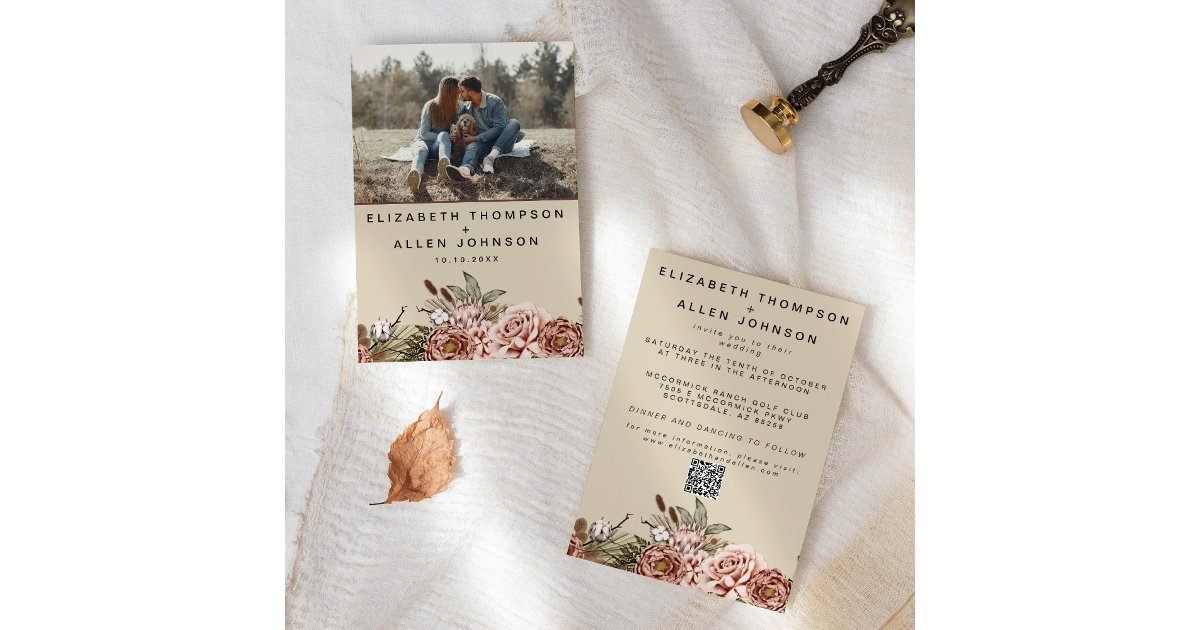Natural Boho Cottagecore Floral Enchanted Wedding Invitation | Zazzle