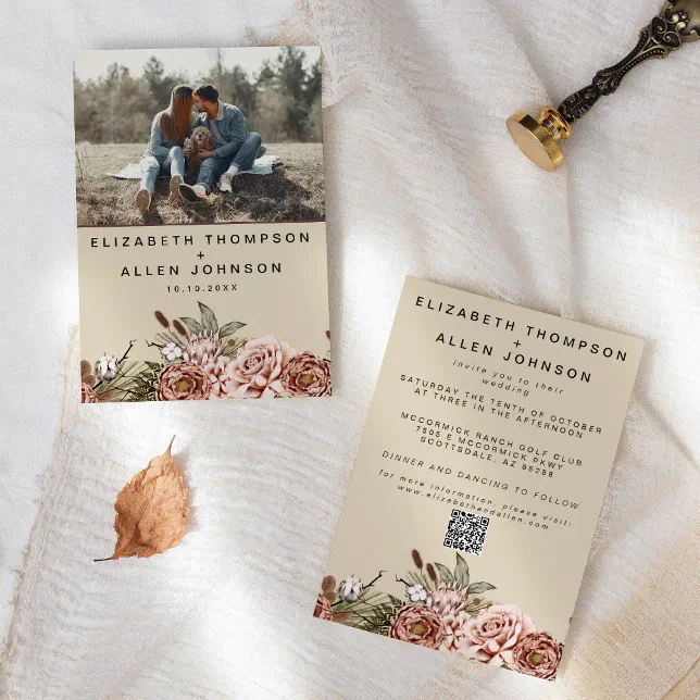 Natural Boho Cottagecore Floral Enchanted Wedding Invitation | Zazzle