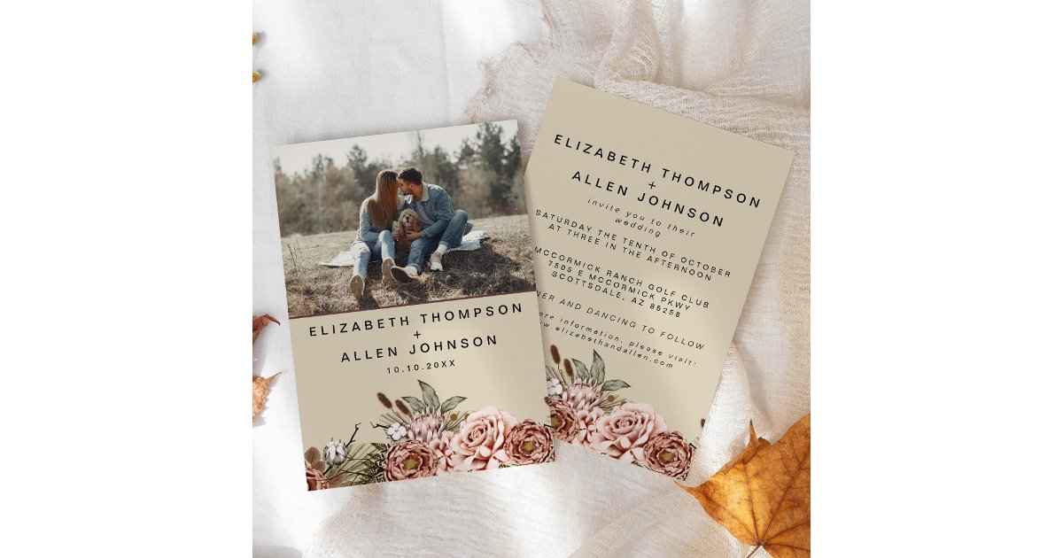 Natural Boho Cottagecore Floral Enchanted Wedding Invitation | Zazzle