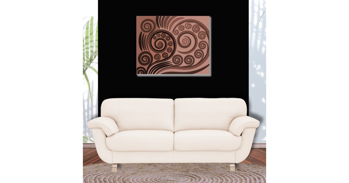 Natural Brown Stylized Fern Frond Curls Poster | Zazzle