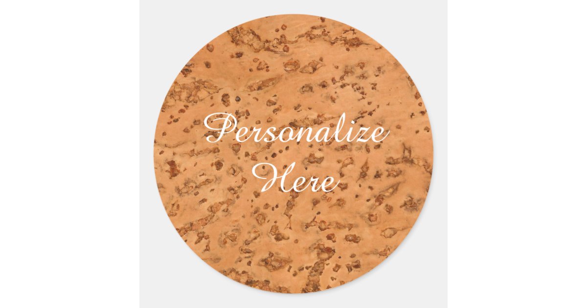 Natural Cork Look Wood Grain Classic Round Sticker | Zazzle
